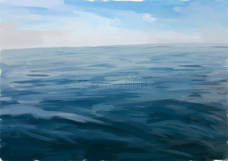 Ocean Water Surface with Waves. Digital Oil Painting. Stock ...