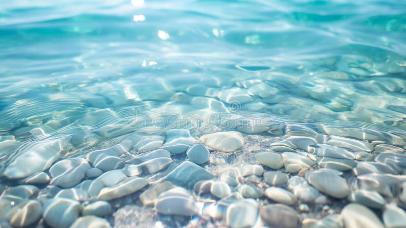 Ocean Water with Transparent Stones and Quartz Crystals Visible Beneath ...