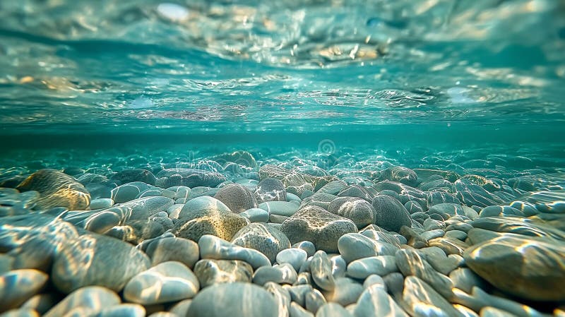Ocean Water with Transparent Stones and Quartz Crystals Visible Beneath ...