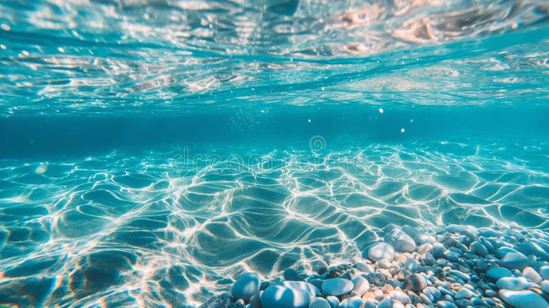 Ocean Water with Transparent Stones and Quartz Crystals Visible Beneath ...