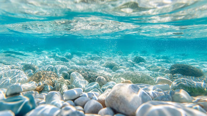 Ocean Water with Transparent Stones and Quartz Crystals Visible Beneath ...