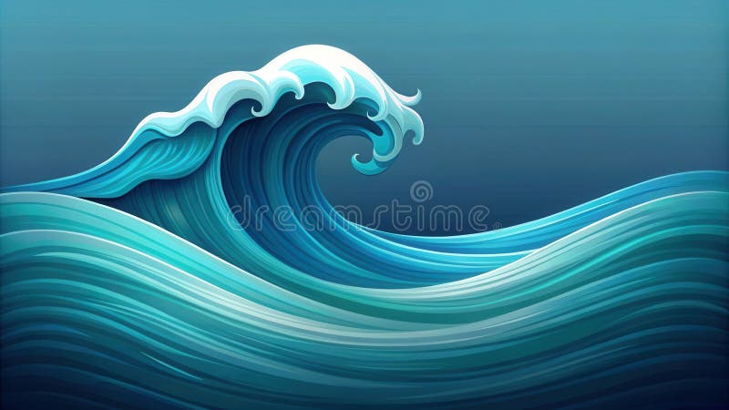 Ocean Wave Abstract Art Rolling Blue Water Design. Generative AI Stock ...