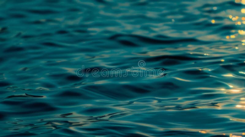 Ocean Wave Abstract: Deep Blue Water Texture with Golden Sun Reflection ...