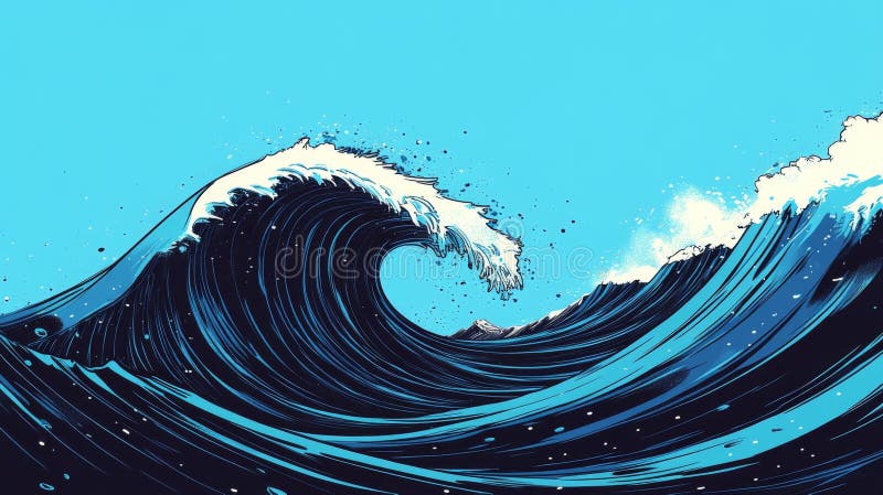 Ocean Wave Art stock illustration. Illustration of horizon - 335870075