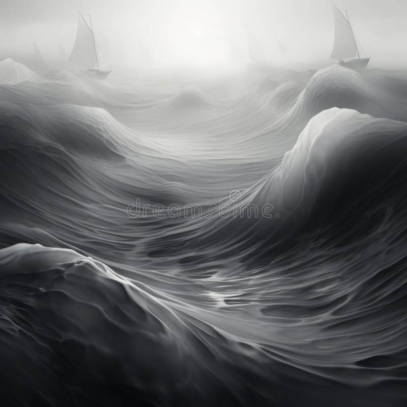 Majestic Waves and Boats: Abstract Digital Artwork Inspired by Anton ...