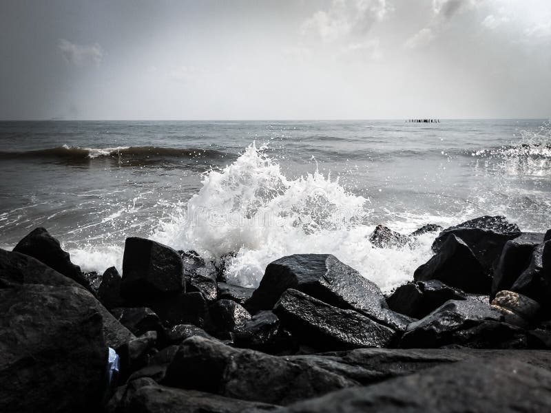 Ocean Wave at Beach Side View Stock Photo - Image of ocean, side: 192144632