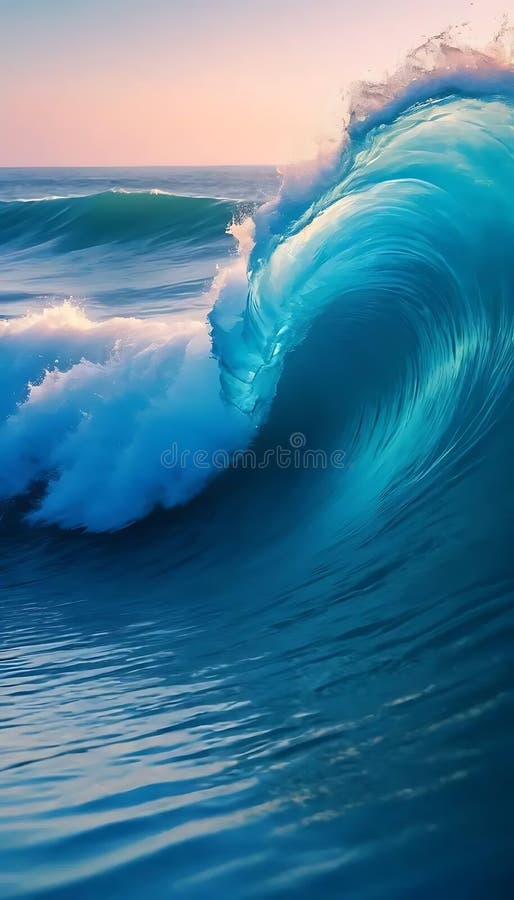 Ocean Wave Blue Gradient Wallpaper for Mobile Background Image Stock ...