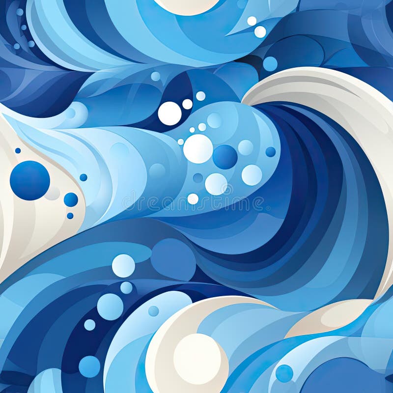Ocean Wave Blue Pattern Seamless Wallpaper (tiled) Stock Illustration ...