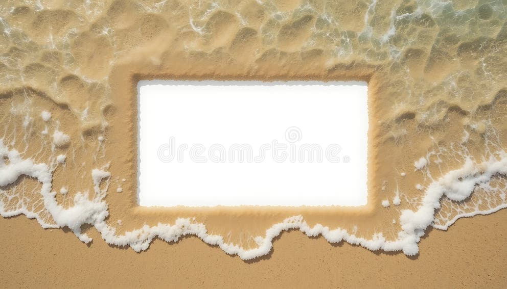Ocean Wave Border Frame on Sand Background with Space for Text Stock ...