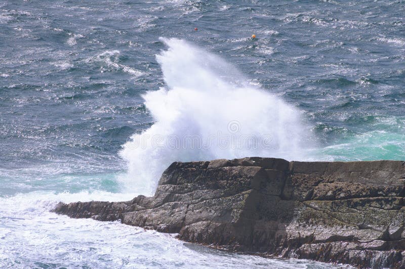 Ocean Wave Breaking on the Rocks. Scotland, Uk Stock Photo - Image of ...