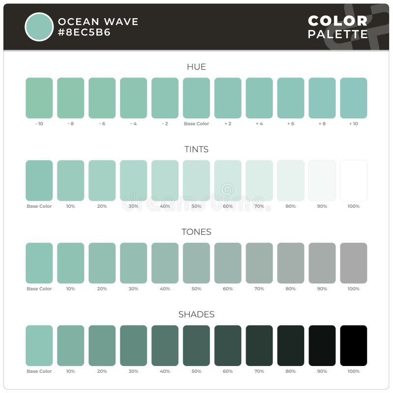 Ocean Wave / Color Palette Ready for Textile. Hue, Tints, Tones and ...