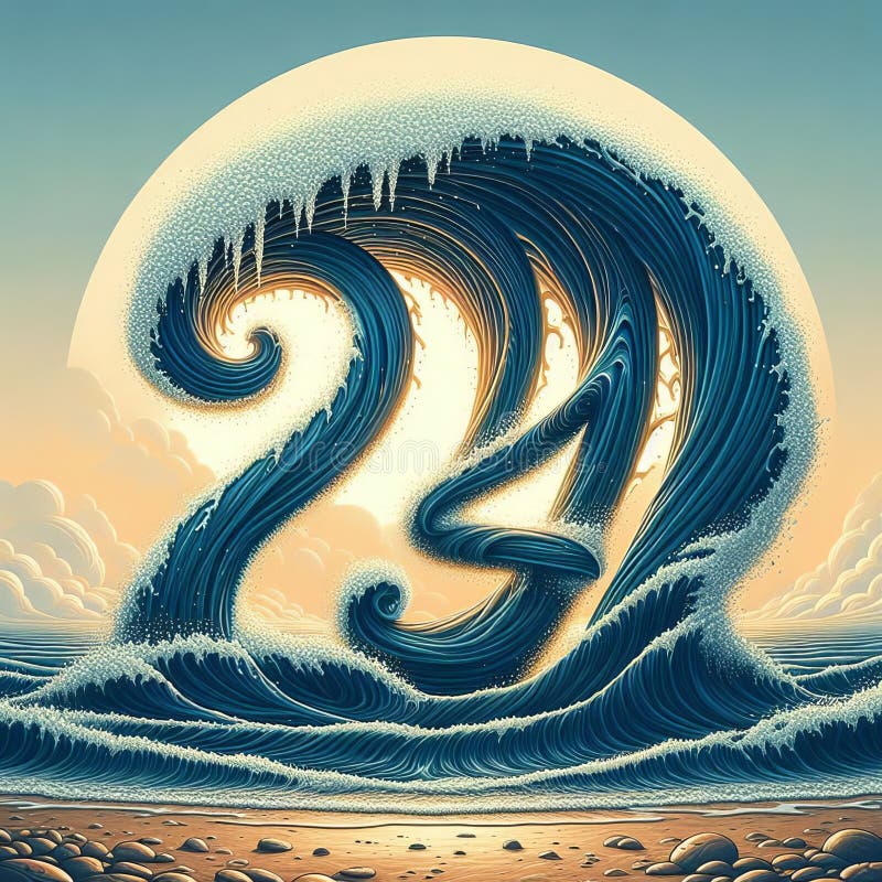 Ocean Wave Countdown a Stylized Wave Crashing Onto the Shore for Stock ...