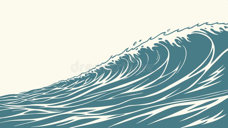 Ocean Wave Crashing Illustration, Powerful Sea and Water Art. Vector ...