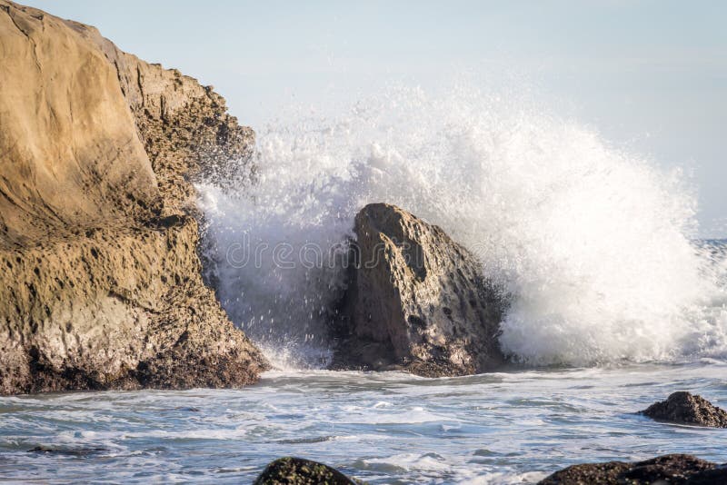 Ocean Wave Crashing Over Rocks on Coast Stock Photo - Image of outside ...
