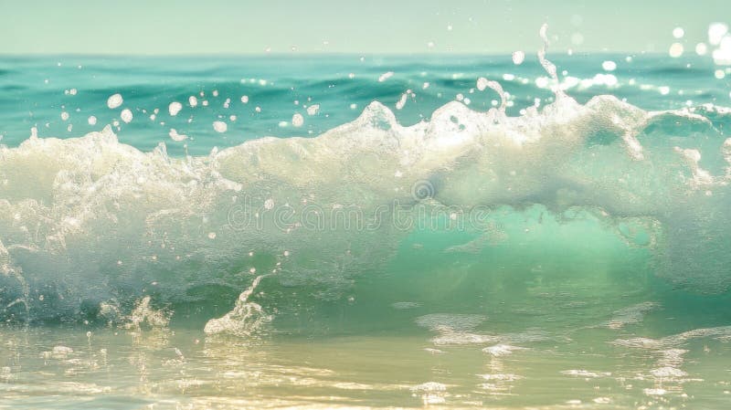 Ocean Wave Crashing Sparkling Water Foam Stock Illustration ...