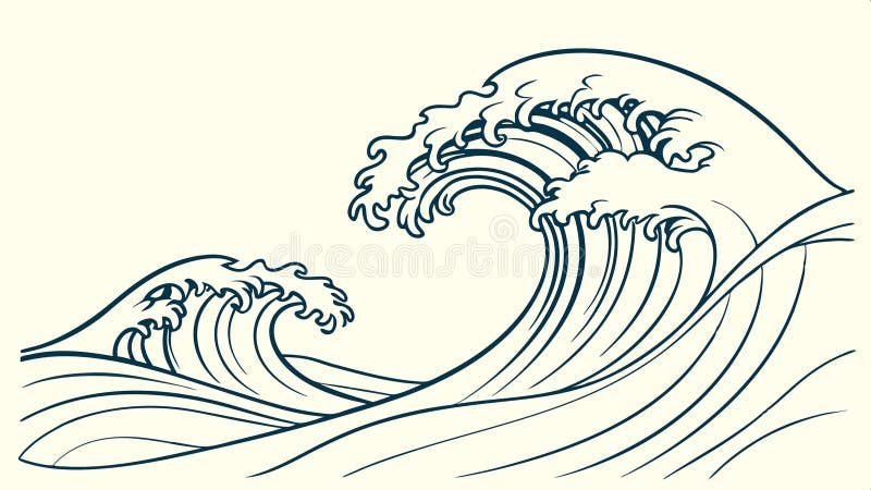 Ocean Wave Cresting, Powerful Sea and Dynamic Water Motion. Vector ...