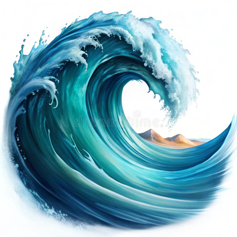 Ocean Wave Cresting Symbolizing Power Stock Illustration - Illustration ...