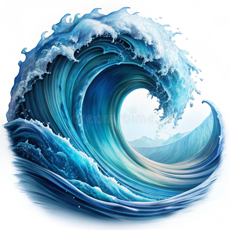 Ocean Wave Cresting Symbolizing Power Stock Illustration - Illustration ...