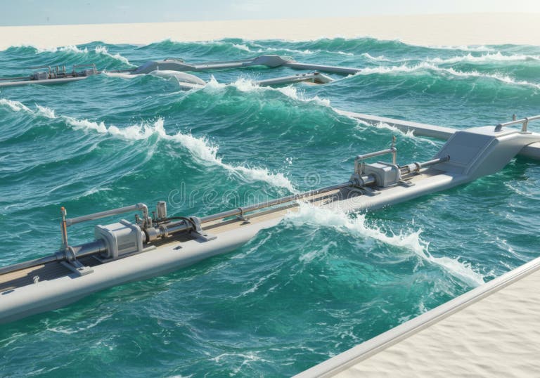 Ocean Wave Energy Generation System Stock Illustration - Illustration ...