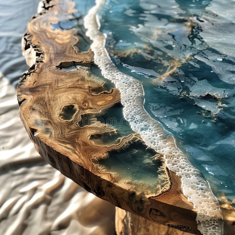 Ocean Wave Epoxy Resin River Table Top Stock Image - Image of luxury ...