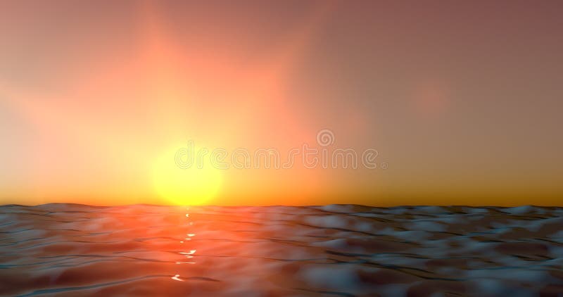 Ocean Wave in Evening. Sunset Over the Sea with Sun Reflection. Sun ...