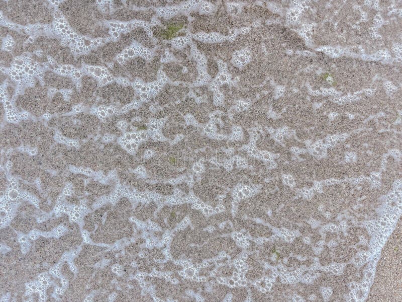 Ocean Wave Foam Meeting Smooth Sandy Beach Relaxing Seaside View Stock ...