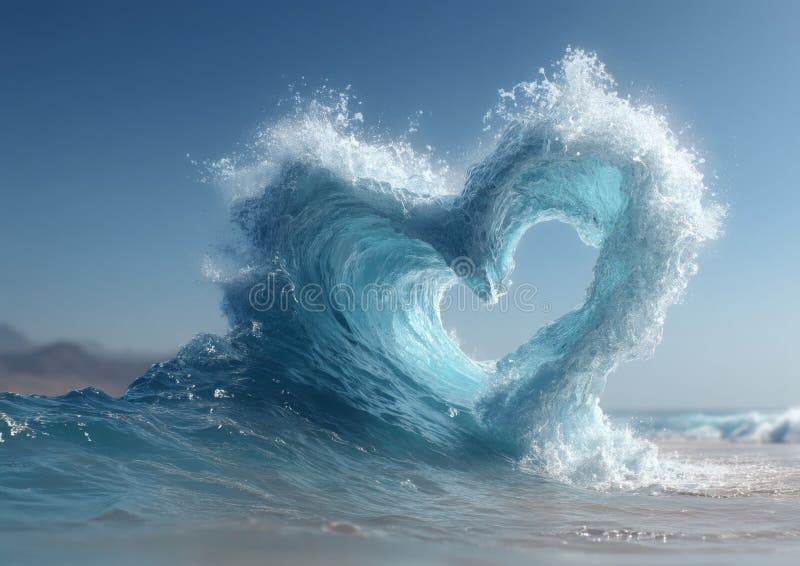Ocean Wave Forming a Heart Shape Stock Illustration - Illustration of ...