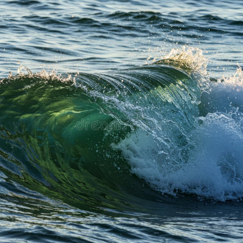 Ocean Wave with Green and Blue Hues Stock Illustration - Illustration ...