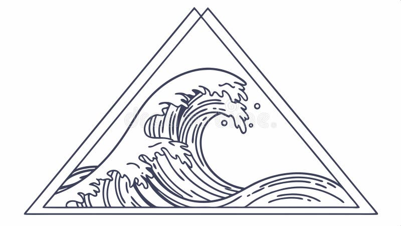 Ocean Wave Illustration Contained within a Triangle Shape Vector Design ...