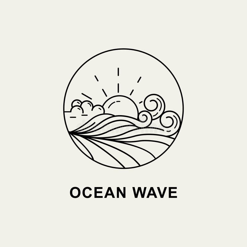 Ocean Wave Line Art Logo Summer Design Vector Illustration Stock Vector ...