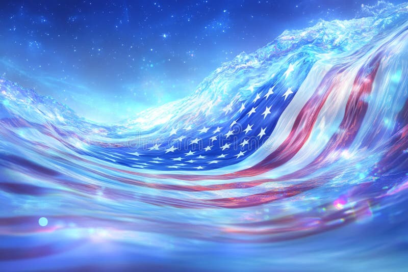 Ocean Wave Morphing into an American Flag Pattern Stock Illustration ...