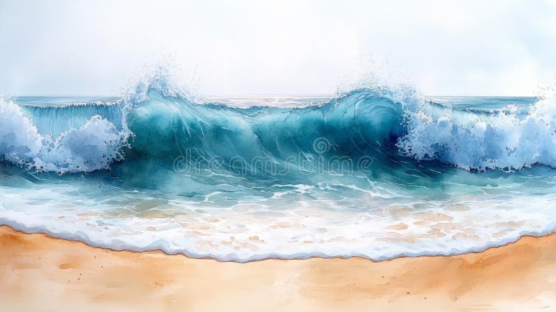 Ocean Wave in Motion Generative AI Stock Illustration - Illustration of ...