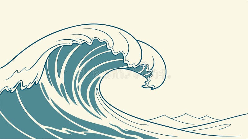 Ocean Wave Outline, Sea Wave and Nautical Design Element Vector Design ...