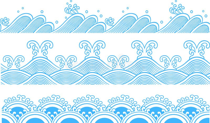 Seamless Ocean Wave Pattern Stock Vector - Illustration of chinese ...