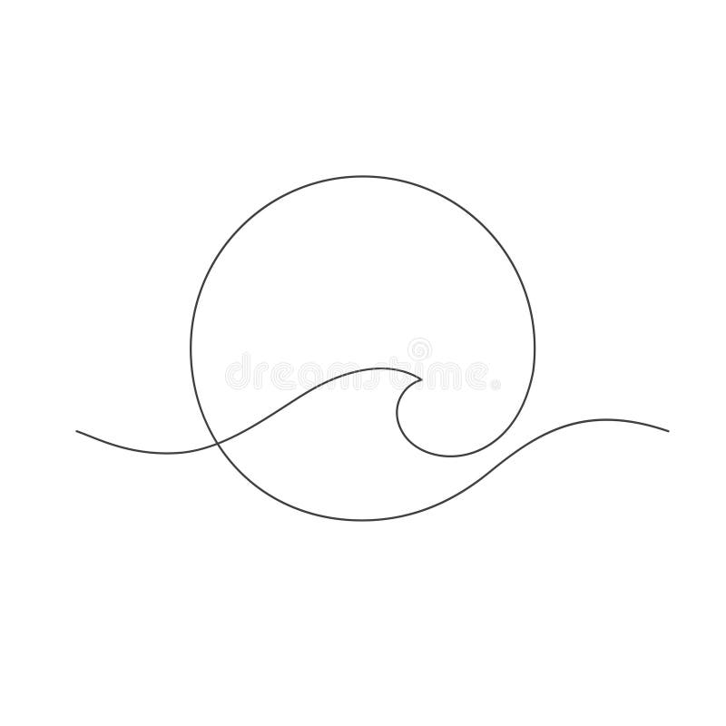 Ocean Wave Pattern in Round Shape Minimalism Concept One Line Stock ...