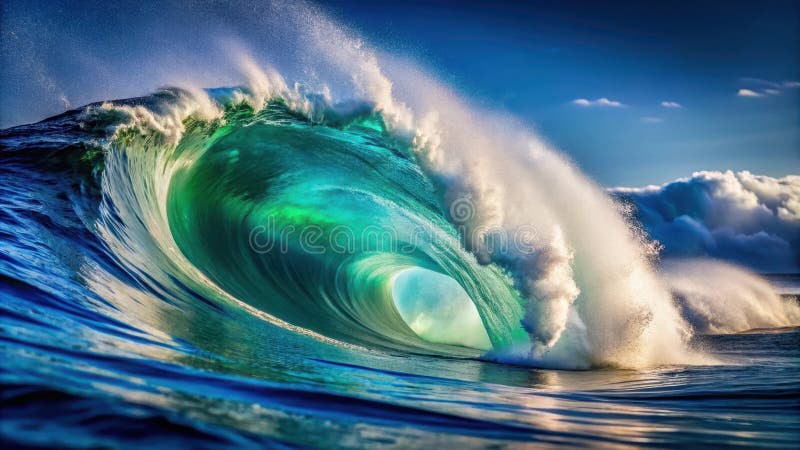 Ocean Wave Power a Stunning Image of a Turquoise Barrel Wave Breaking ...