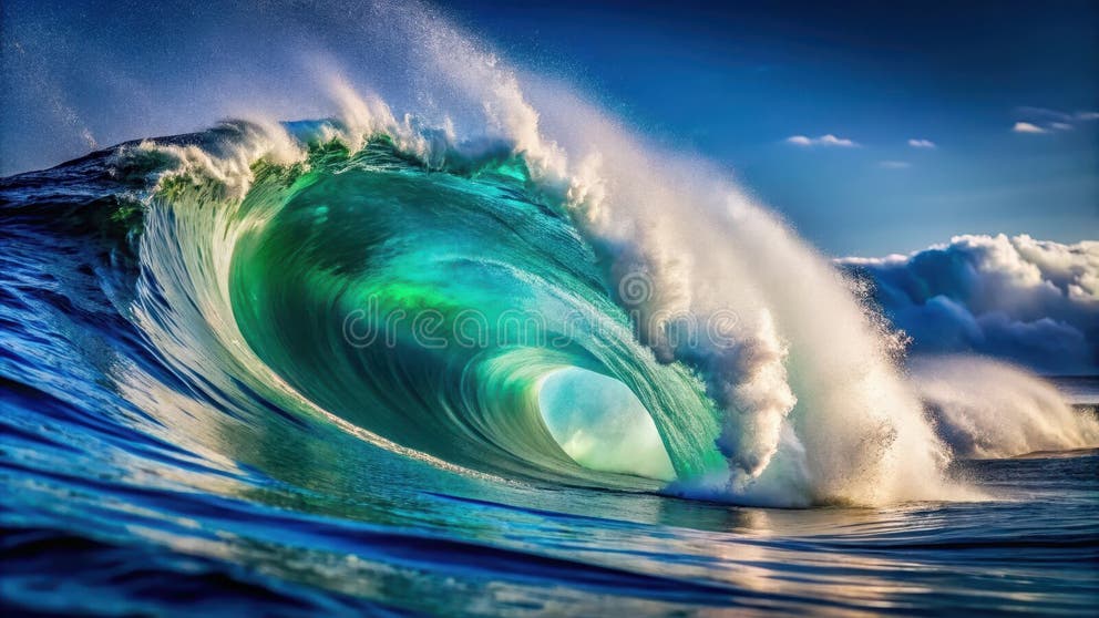 Ocean Wave Power a Stunning Image of a Turquoise Barrel Wave Breaking ...