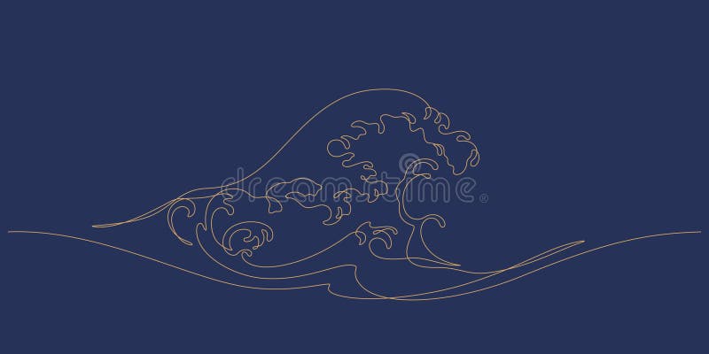 Ocean Wave Rippled in Continuous Line Drawing Stock Vector ...