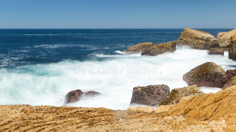 Ocean wave rock stock photo. Image of rock, landscape - 79758200