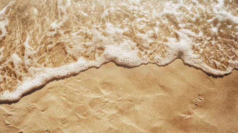 Ocean Wave on Sand Creates Calming Scene with Beach Concept Theme Stock ...