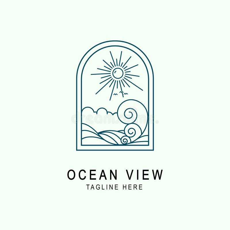 Ocean Wave Line Art Logo Summer Design Vector Illustration Stock Vector ...