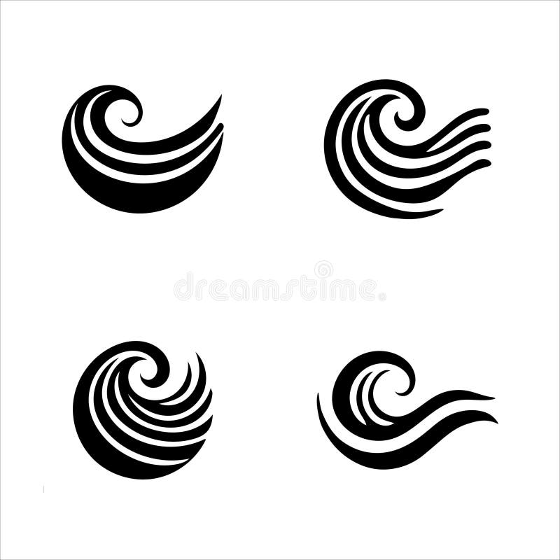 Ocean Wave Silhouettes with Vector Eps Illustration Stock Illustration ...