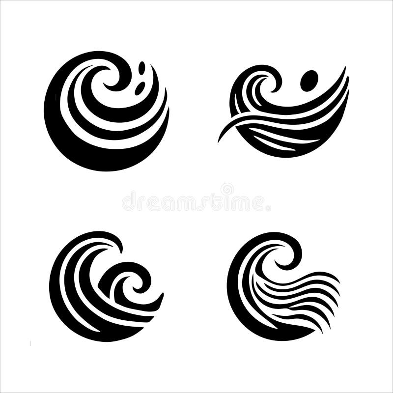 Ocean Wave Silhouettes with Vector Eps Illustration Stock Illustration ...
