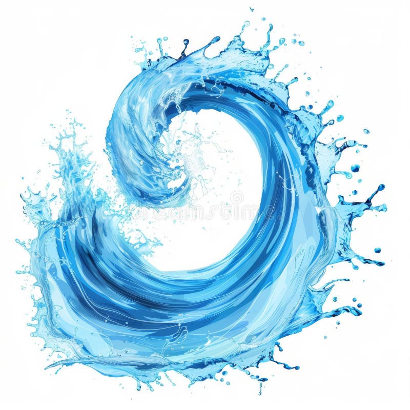 Ocean Wave Splash Illustration on Isolated Background Stock Image ...