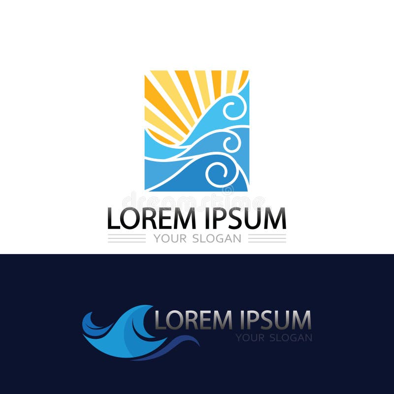 Ocean Wave and Splash Water Vector Emblem Design for Aquatic Business ...