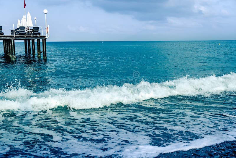 Ocean Wave with Spray, Sea Summer. Beach Surfing Stock Image - Image of ...