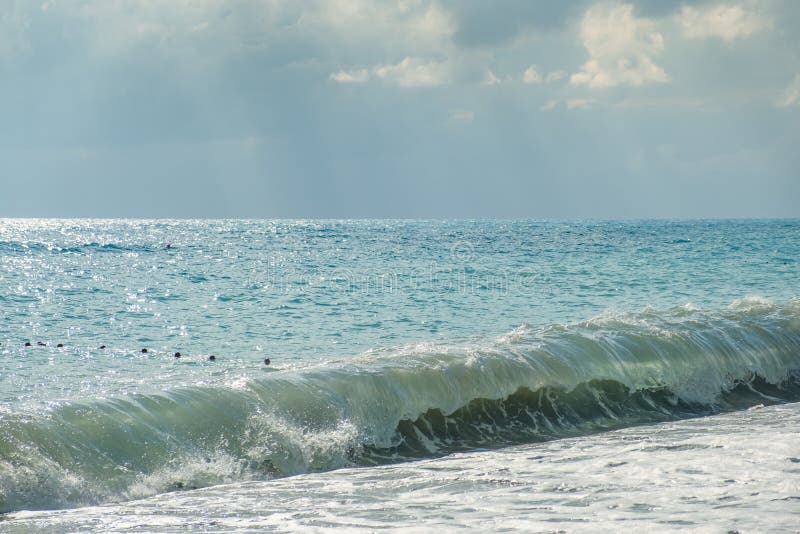 Ocean Wave with Spray, Sea Summer. Surfing Tropical Stock Image - Image ...
