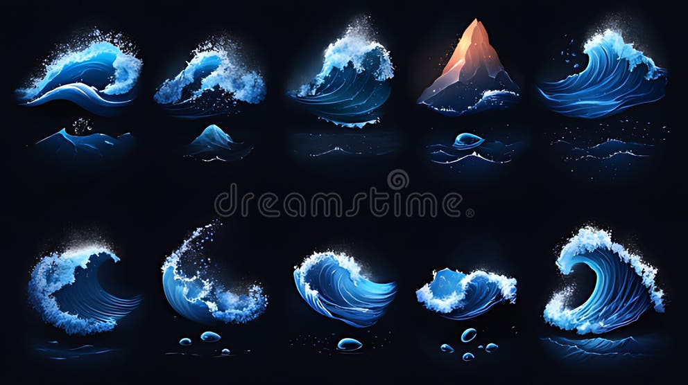 Ocean Wave Sprites Game Design Animation Dark Background Background ...
