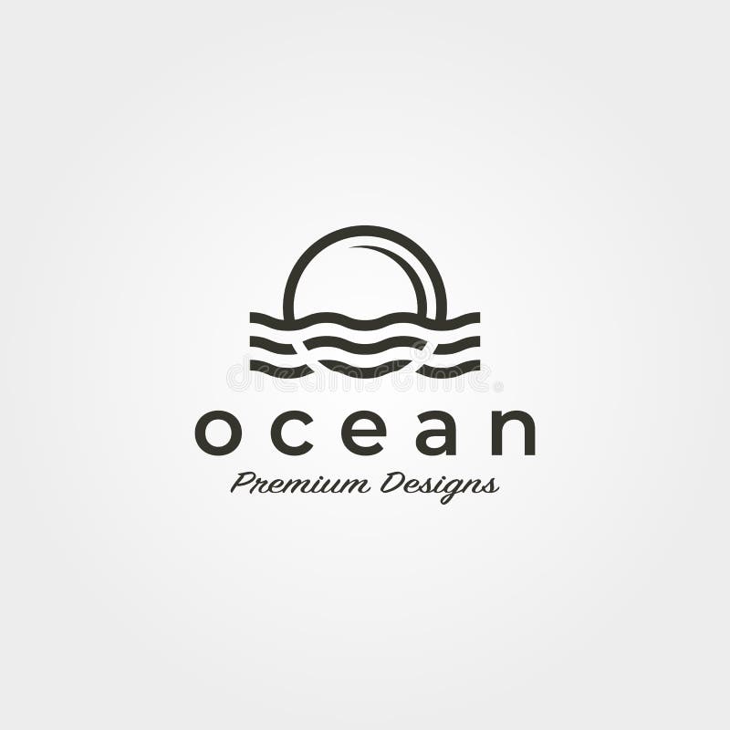 Ocean Wave Sunset Vector Logo Icon Symbol Minimalist Illustration ...