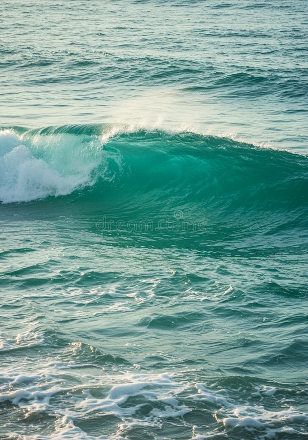 Ocean Wave with Turquoise Crest and Blue Water Stock Illustration ...